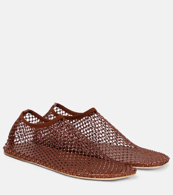 Christopher Esber Minette Crystal-embellished Mesh Flats - Brown
