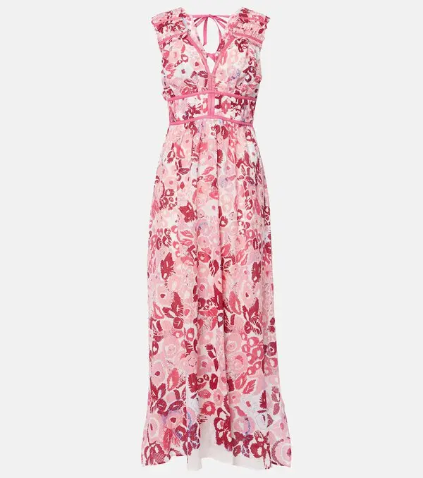 Poupette St Barth Chiara Floral Cotton Maxi Dress - Pink
