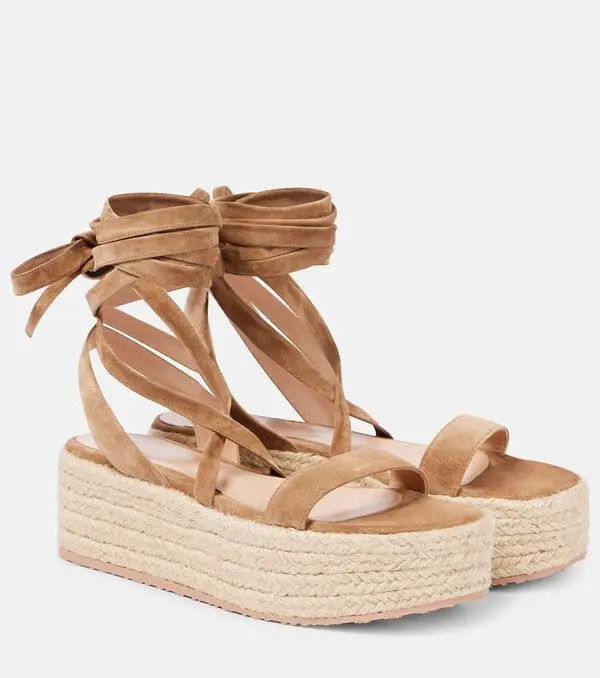 GIANVITO ROSSI Suede-trimmed Platform Espadrilles - Brown