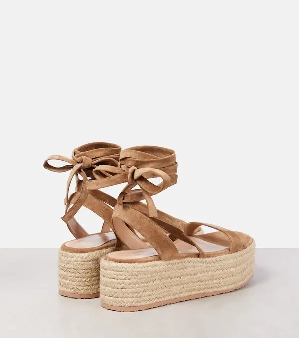 GIANVITO ROSSI Suede-trimmed Platform Espadrilles - Brown