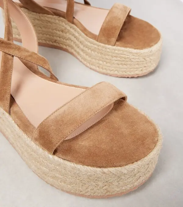 GIANVITO ROSSI Suede-trimmed Platform Espadrilles - Brown