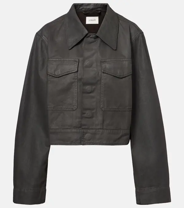 LEMAIRE Cropped Cotton Jacket - Brown