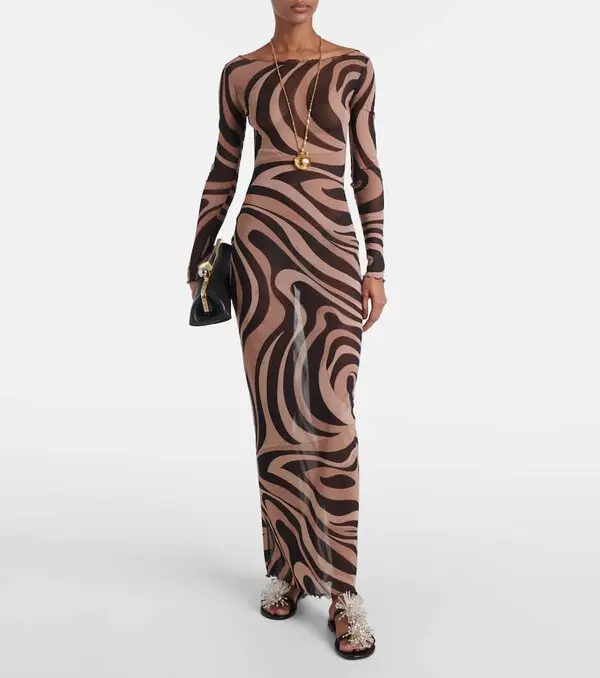 Emilio Pucci Marmo Sheer Maxi Dress