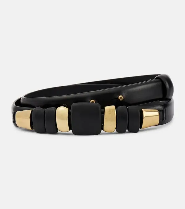 Isabel Marant Raissa Beaded Leather Belt - Black