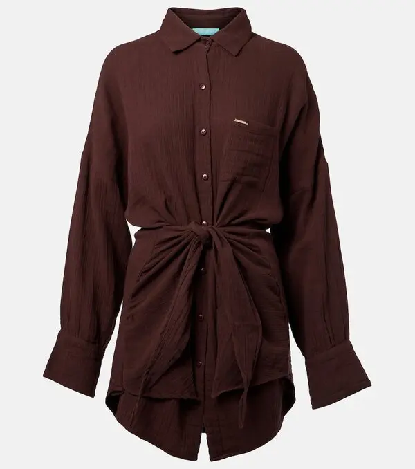 Melissa Odabash Sara Cotton Shirt Dress - Brown