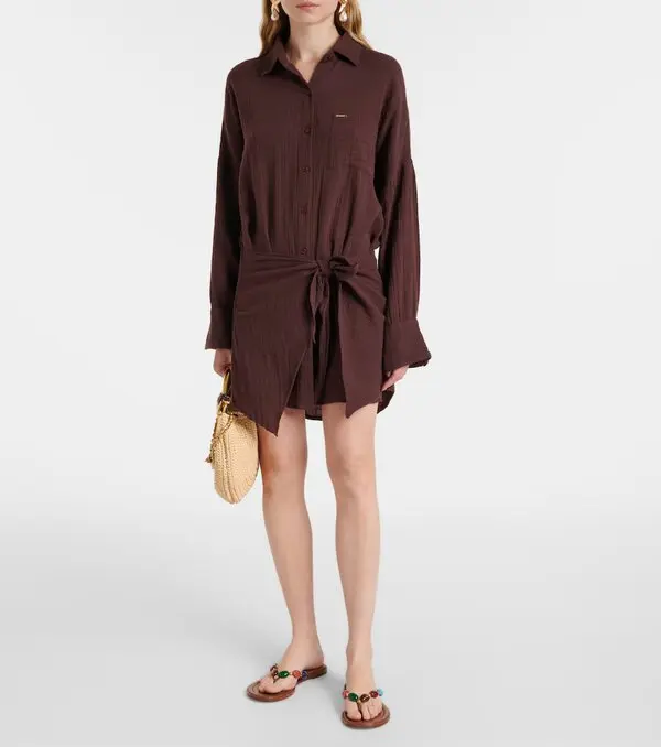 Melissa Odabash Sara Cotton Shirt Dress - Brown
