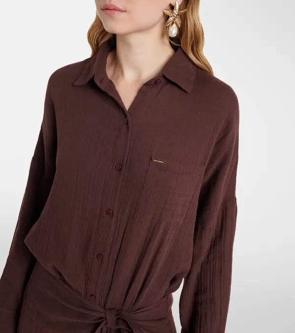 Melissa Odabash Sara Cotton Shirt Dress - Brown