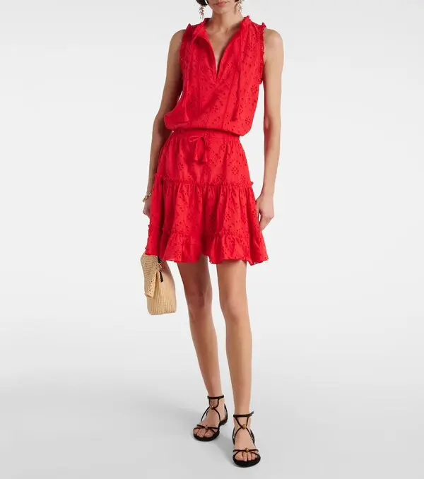 Poupette St Barth Clara Broderie Anglaise Cotton Mini Dress
