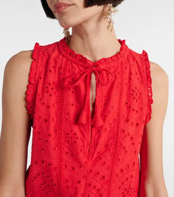 Poupette St Barth Clara Broderie Anglaise Cotton Mini Dress