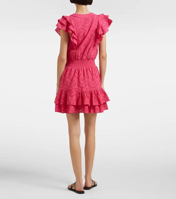 Poupette St Barth Camila Shirred Cotton Mini Dress - Pink