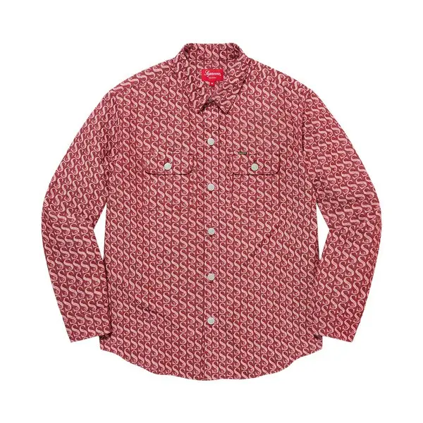 Supreme Monogram Denim Shirt - Red