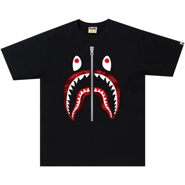 A BATHING APE Color Camo Shark Tee /red - Black