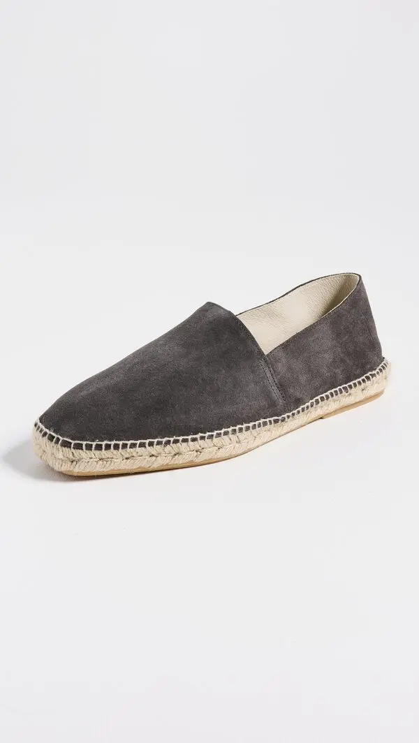 Manebí Suede Square Toe Espadrilles - Suede Carbon Grey