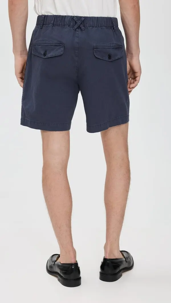 ALEX MILL Herringbone Pull-on Shorts - Navy