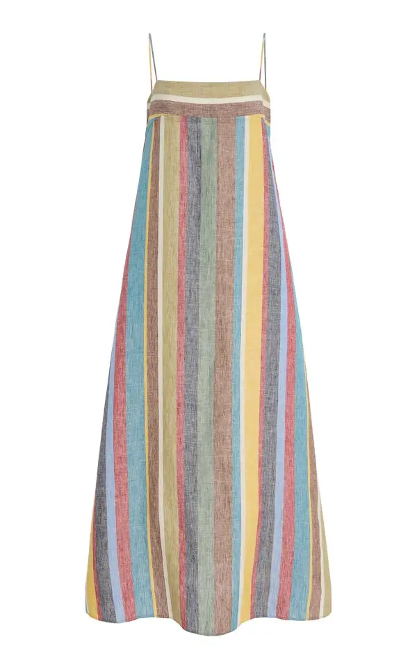 Buy Staud Laura Linen Maxi Dress - Stripe At 50% Off | Editorialist