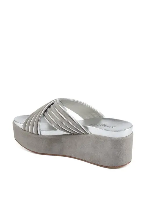 J/SLIDES NYC Quiana Platform Wedge Sandal - Grey Silver