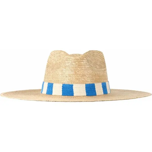 SUNSHINE TIENDA Emily Palm Straw Sun Hat - Blue