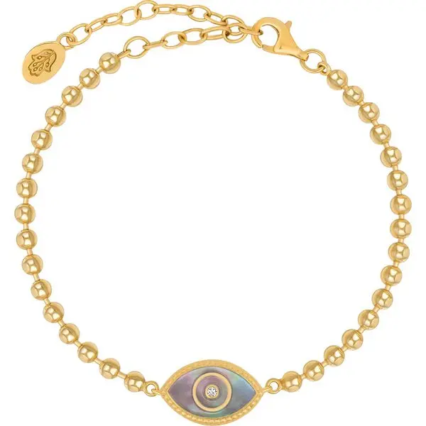 KARMA AND LUCK Mother Of Pearl Evil Eye Charm Bracelet - Gold