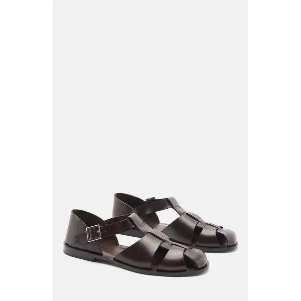 SCAROSSO Apollo Leather Sandals - Brown - Calf