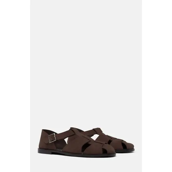 SCAROSSO Apollo Leather Sandals - Brown - Suede