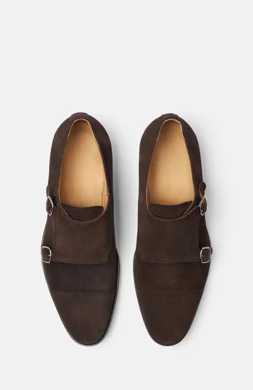 SCAROSSO Francesco Monk Strap Shoes - Dark Brown Suede