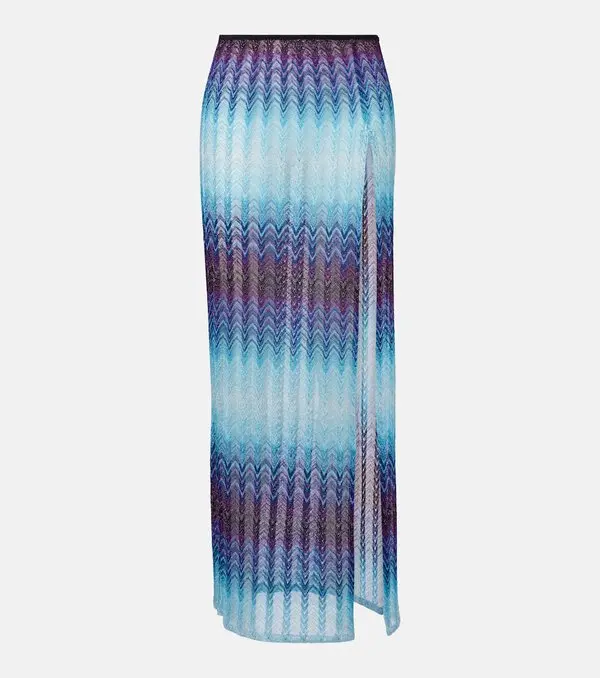 Missoni Zigzag Lamé Maxi Skirt - Blue