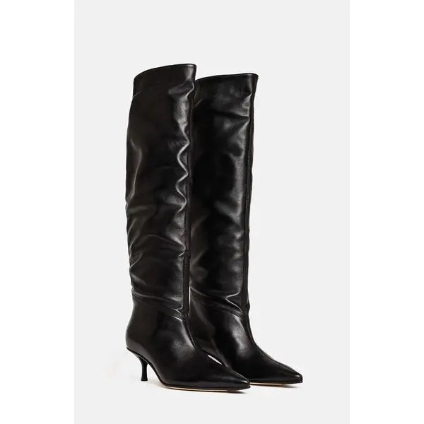 SCAROSSO Barbara Leather Boots - Black - Calf