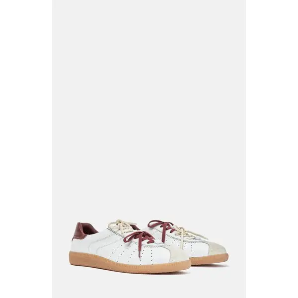 SCAROSSO Mariate Leather Sneakers - White - Calf