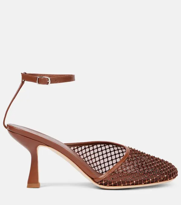 Christopher Esber Minette Crystal-embellished Mesh Pumps - Brown