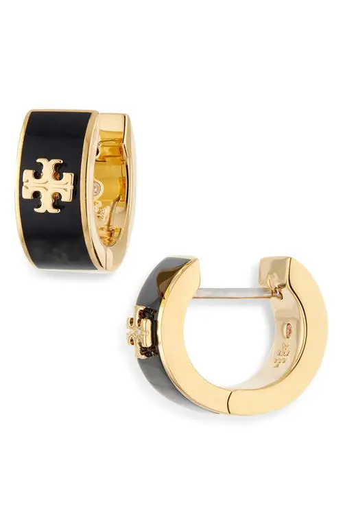 Tory Burch Icon Huggie Earrings - Tory Gold / Black