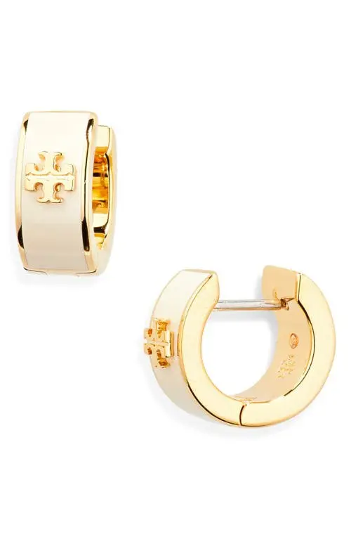 Tory Burch Icon Huggie Earrings - Tory Gold / New Ivory