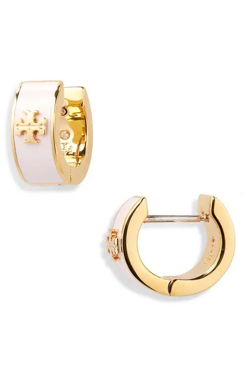 Tory Burch Icon Huggie Earrings - Tory Gold / Pink Snow
