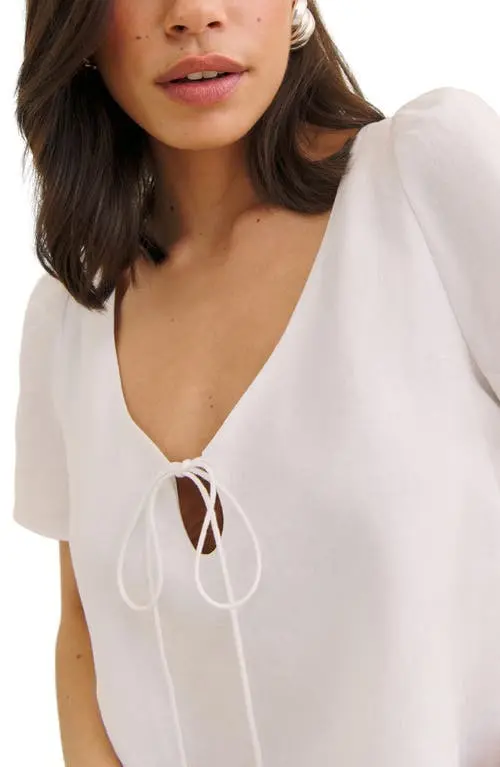 REFORMATION Mayla Tie Keyhole Linen Top