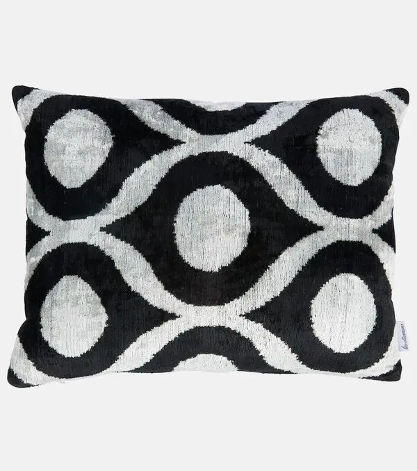 LES-OTTOMANS Silk Velvet Cushion - Multicoloured