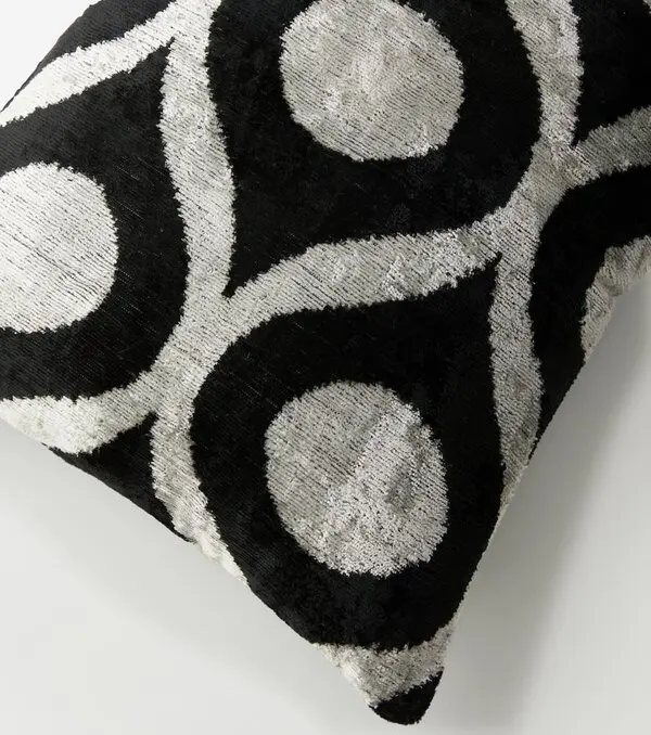LES-OTTOMANS Silk Velvet Cushion - Multicoloured