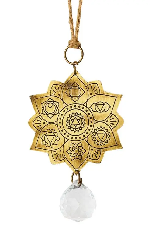 MATR BOOMIE Surya Lotus Engraved Brass Suncatcher - Gold