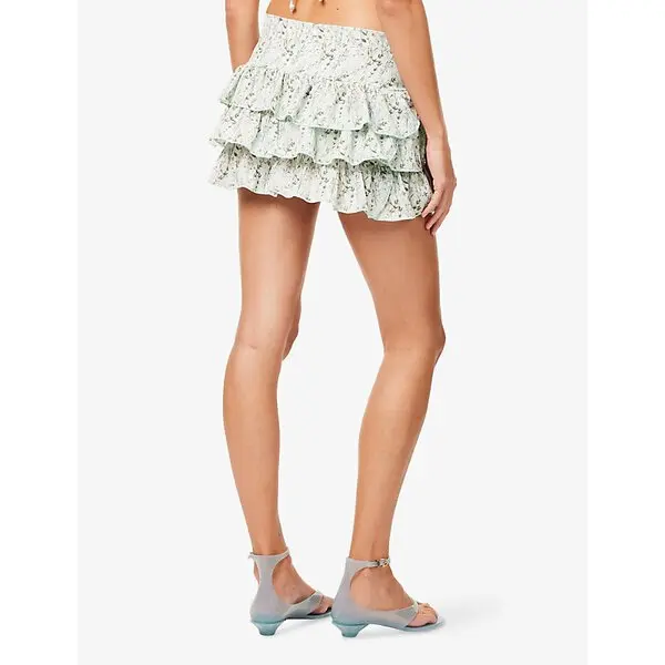 GRACEJACOB Dahlia Ruffled Woven Mini Skirt