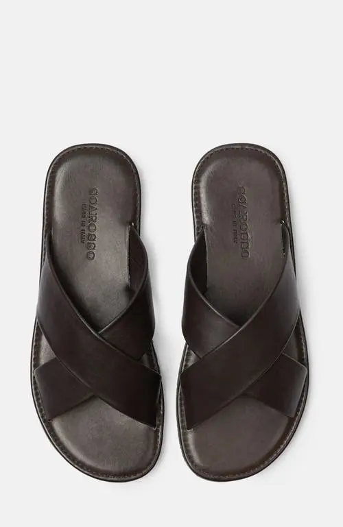 SCAROSSO Adriano Crossover Sandals - Brown Calf