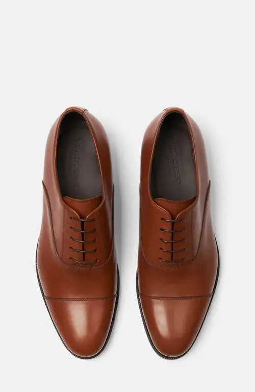 SCAROSSO Vesta Cap Toe Oxfords - Cognac Calf