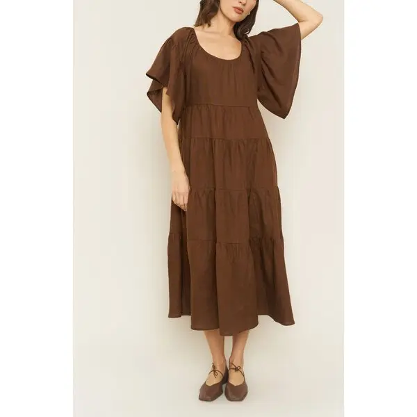 WHIMSY + ROW Rachel Midi Dress - Chocolate
