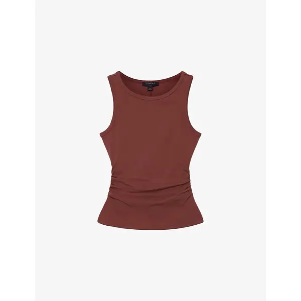 ALLSAINTS Katarina Straight-neck Sleeveless Cotton Tank - Rust Brown