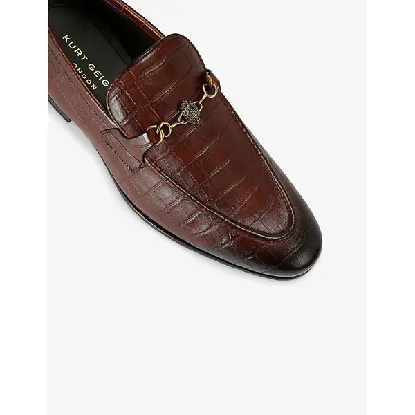 Kurt Geiger Alton Croc Leather Loafers - Tan