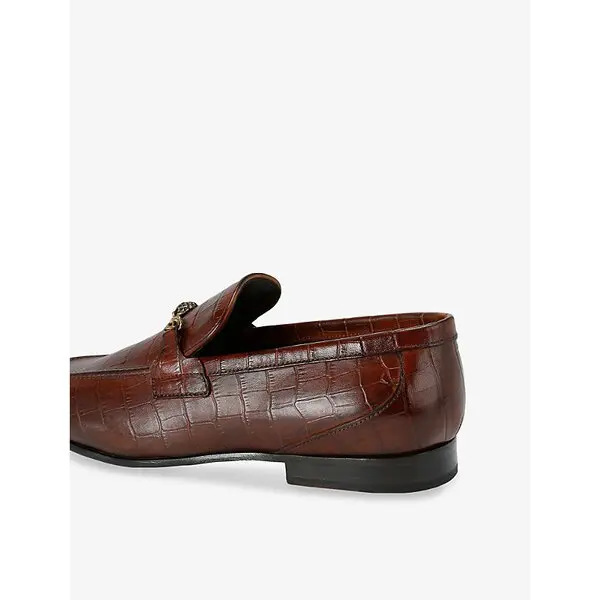 Kurt Geiger Alton Croc Leather Loafers - Tan