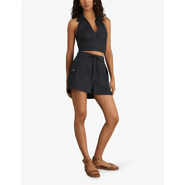 REISS Cara Drawstring-waist Linen Shorts