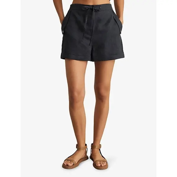 REISS Cara Drawstring-waist Linen Shorts