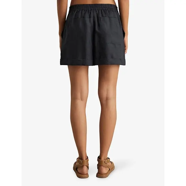 REISS Cara Drawstring-waist Linen Shorts