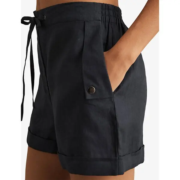 REISS Cara Drawstring-waist Linen Shorts