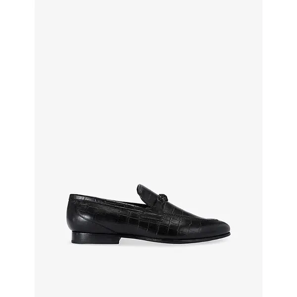 Kurt Geiger Alton Croc-effect Leather Loafers - Black