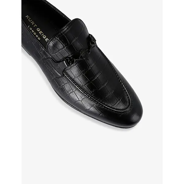 Kurt Geiger Alton Croc-effect Leather Loafers - Black