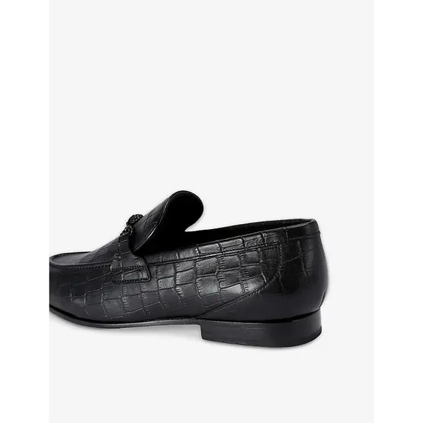 Kurt Geiger Alton Croc-effect Leather Loafers - Black